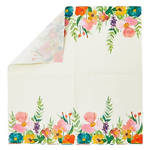 Juvale 100 Pack Vintage Style Disposable Floral Paper Napkins, 2-Ply, 6.5x6.5”, Napkins for Garden Bridal Shower, Tea Party, & Wedding