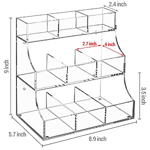 MyGift 3 Tier Premium Clear Acrylic Modern Tea Bag Organizer Holder for Countertops, Wall Mountable Teabag Storage Rack for Kitchen, Coffee Station