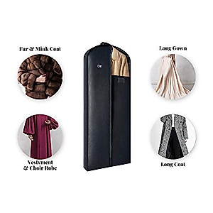 Luxury Storage Garment Bag for Long Coat, Fur, Mink, Gown, Vestment and Choir Robe | 60 Inch + 5 Inch Gusset Cover | Heavy Duty, Hanging, Breathable, Foldable Travel and Wardrobe Clothes Protector