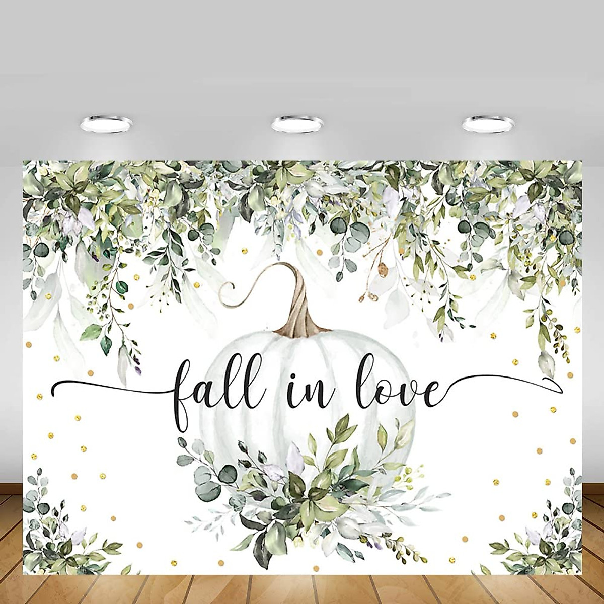 MEHOFOND Thanksgiving Fall in Love Bridal Shower Backdrop Eucalyptus Autumn Fall Pumpkin Wedding Shower Background for Photography Miss to Mrs Banner Engagement Anniversary Party Decorations 7x5ft