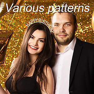 Lyrow 12 Pcs Birthday Headbands Birthday Crowns for Women Happy Birthday Tiara Princess Birthday Party Decorations Rhinestone Bling Birthday Accessories for Party Supplies Gift