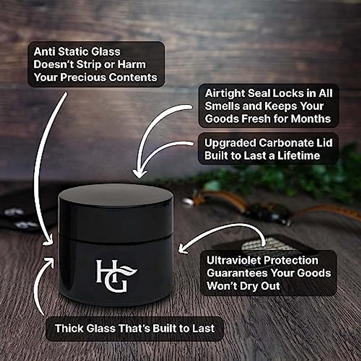 Herb Guard - Quarter Oz Ultraviolet Jar & Humidity Pack (100 ml) Airtight UV Protection Keeps Herbs Fresh for Months [3 Pack]