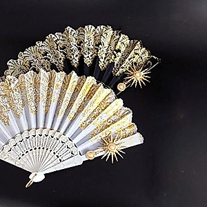 RAZZUM Folding Hand fansRetro Court Chinese Style Hand Fan，Folding Craft Dance Fan，Vintage Fold Fan for Wedding Party Lace Fan SilkChinese Fans Fan