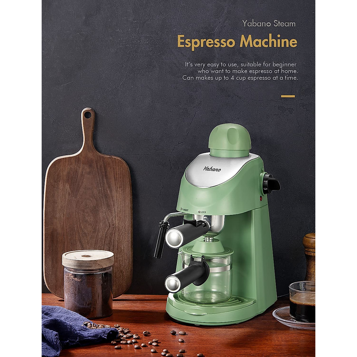 Yabano Espresso Machine, 3.5Bar Espresso Coffee Maker, Espresso and Cappuccino Machine with Milk Frother, Espresso Maker with Steamer