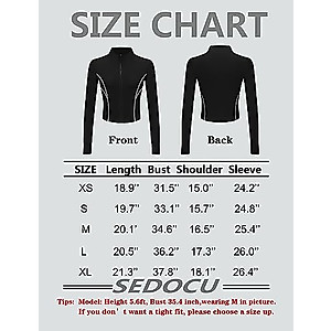 SEDOCU Women Workout Running Track Jacket Full Zip up Slim Fit Yoga Sports Athletic Jacket with Thumb Holes Black