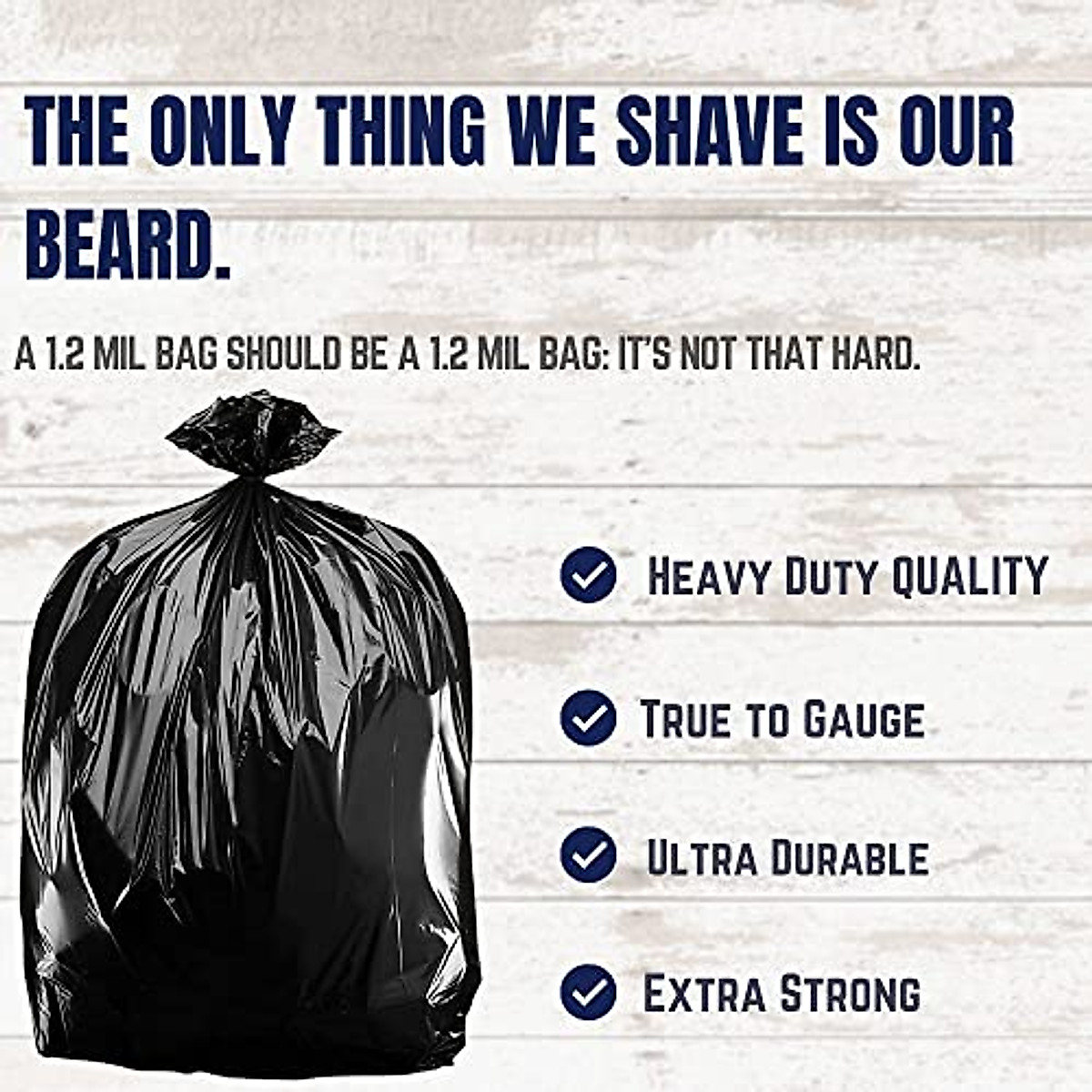 Plasticplace 55-60 Gallon Trash Bags, 1.2 Mil‚ Black Heavy Duty Garbage Can Liners‚ 38” x 58” (50 Count)