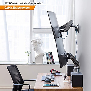 AVLT Dual Extended 13"-32" Monitor Wall Mount fits Two Flat/Curved Computer Monitor Full Motion Height Swivel Tilt Rotation Adjustable Monitor Arm - VESA/Cable Management