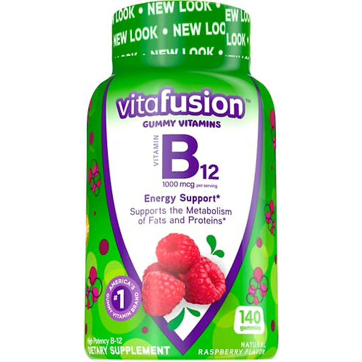 vitafusion Vitamin B12 Gummy Vitamins for Energy Metabolism Support, Natural Raspberry Flavored, America’s Number 1 Gummy Vitamin Brand, 70 Day Supply, 140 Count