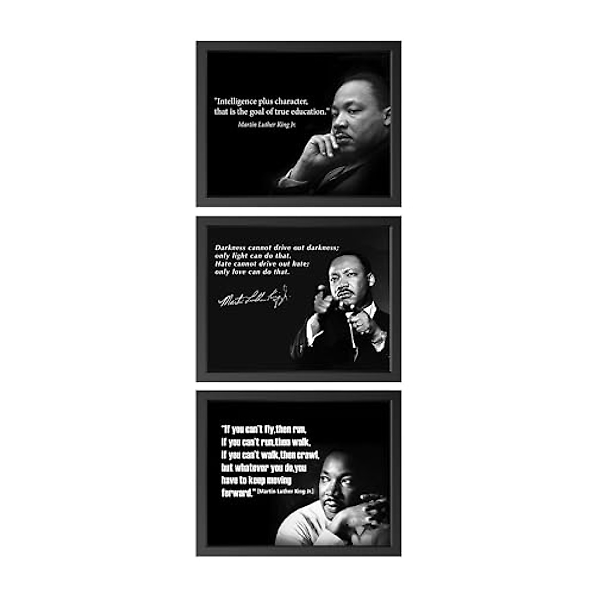 Love-Character-Keep Moving- Martin Luther King Jr.- Inspirational Wall Art Decor, Vintage Famous Quotes Art Prints, Ideal For Home & Office Decor. Great Gift For MLK Jr. Fans. Unframed-8x10 (3-PK)