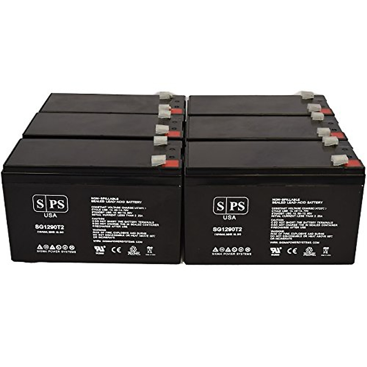 SPS Brand 12V 9Ah Replacement Battery for Dell 1920W (J716N) 12V 9Ah UPS Replacement Battery (6 Pack)