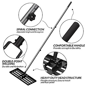 Walensee Lawn Leveling Rake, 7FT 30"x10" Levelawn Tool, Heavy Duty Effort Saving Lawn Level Tool, Steel Handle Lawn Leveler for Yard Garden Golf Course, Ease Level Soil Sand Dirt Surfaces