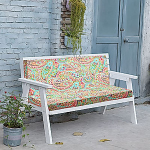 FUNHOME Outdoor Cushion Covers,42" x 18" x 3", No Insert! Patio Cushion Covers Replacement for Outdoor Furniture,Water Resistant Patio Bench Loveseat Cushion Covers 1 Pack, Melora Paisley(Covers ONLY)