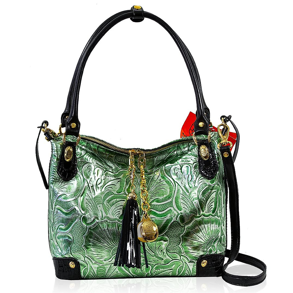 Marino Orlandi Leather Handbags Purses for Women Metallic Mint Julep Hobo Tote Purse Italian Designer Messenger Bag