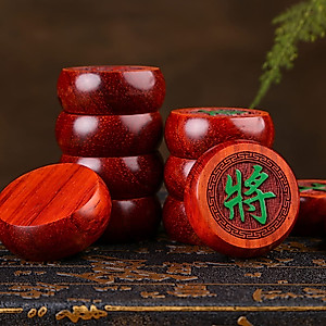 Wowwoody 1.88inch Mahogany Chines Chess Gift Box Set （Xiangqi ） Chines Traditional Xiangqi Classic Educational Strategy Board Games 2 Players Travel Game Set with Wooden Box and Leather Chessboard