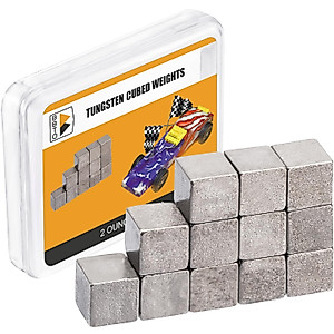 BBTO 12 Pieces Tungsten Weights 1/4 Inch Incremental Cubed Car Cube Weights Compatible with Pinewood Car Derby Weights (2 Ounce)
