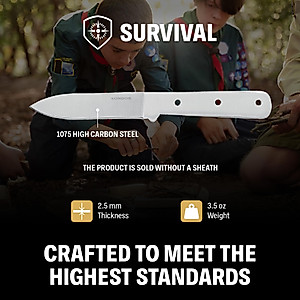 Condor Tool & Knife Kephart Blade Blank - 1075 High Carbon Steel Knife Blanks with a Polished Finish - Fixed Blade Knife Blanks for Knife Making - Product is Sold Without Sheath - 4.5 in Blade - 3.5oz