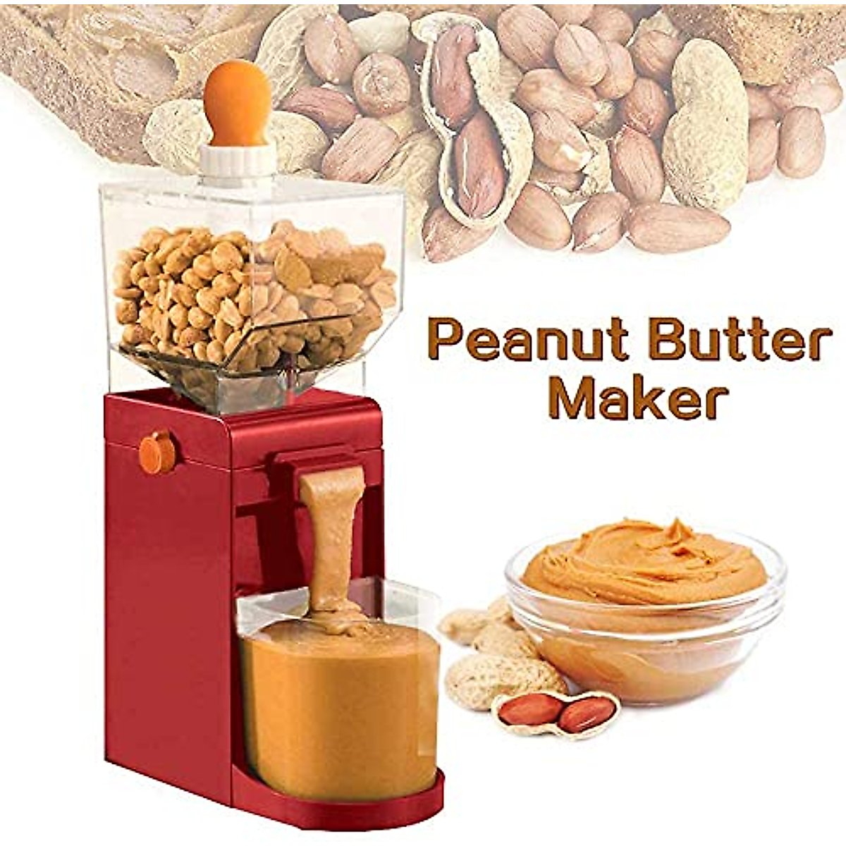 Peanut Butter Maker, Home Peanut Butter Machine Electric Grinding Mechanism Food Processor for Coffee Grinder Machine with Non-Slip Base Hourglass Inlet 110V-220V