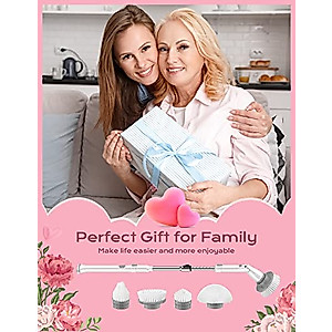 Eletalker Electric Spin Scrubber, 𝟮𝟬𝟮𝟰 𝗡𝗲𝘄 Cordless Cleaning Brush with 2 Adjustable Speeds, Extension Arm and 4 Replaceable Head, Shower Scrubber for Bathtub Tile Sink Bathroom Kitchen Grout