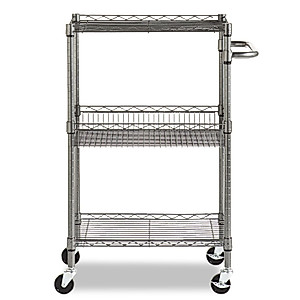 Alera 3-Tier Wire Rolling Cart, 3-Tier Wire Rolling Cart,28w x 16d x 39h, Black Anthracite