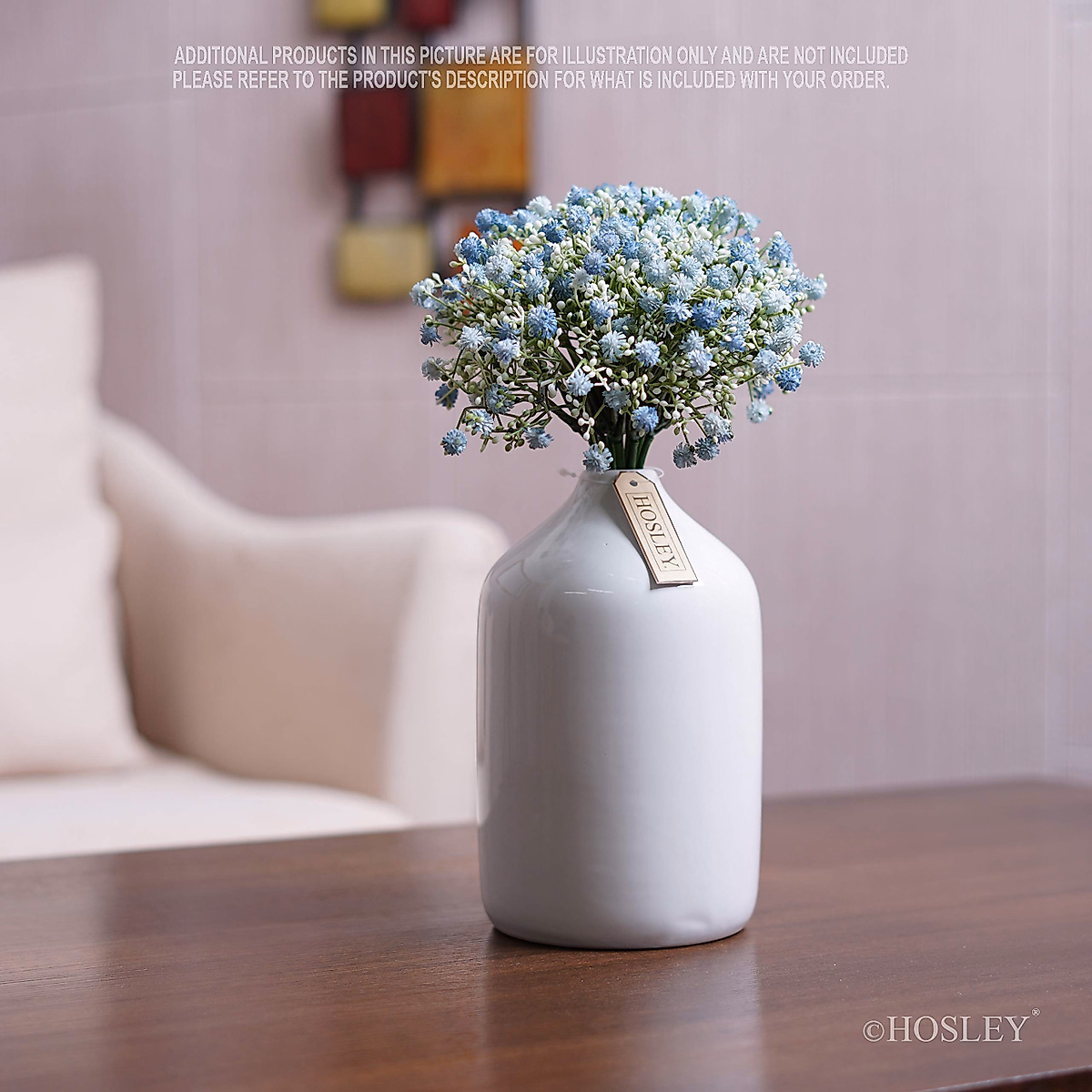 Hosley 8 Inch High White Ceramic Vase. Ideal Gift for Wedding Floral Vase Votive Garden Party Home Decor Office Spa Aromatherapy O9