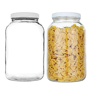 kitchentoolz 1 Gallon Extra Large Glass Mason Jar - Wide Mouth with Airtight Lid - Safe Container for Fermenting, Pickling, and Storing