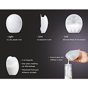3-in-1 Breast Shells for Sore Nipples | Milk Collector | Breast Pump with Natural Suction | Fit in Bra, Kick-Proof, Not Elephant Trunk When Wearing | Nipple Shells | Anti Dirt Case | 4oz/120ml, 2Pcs