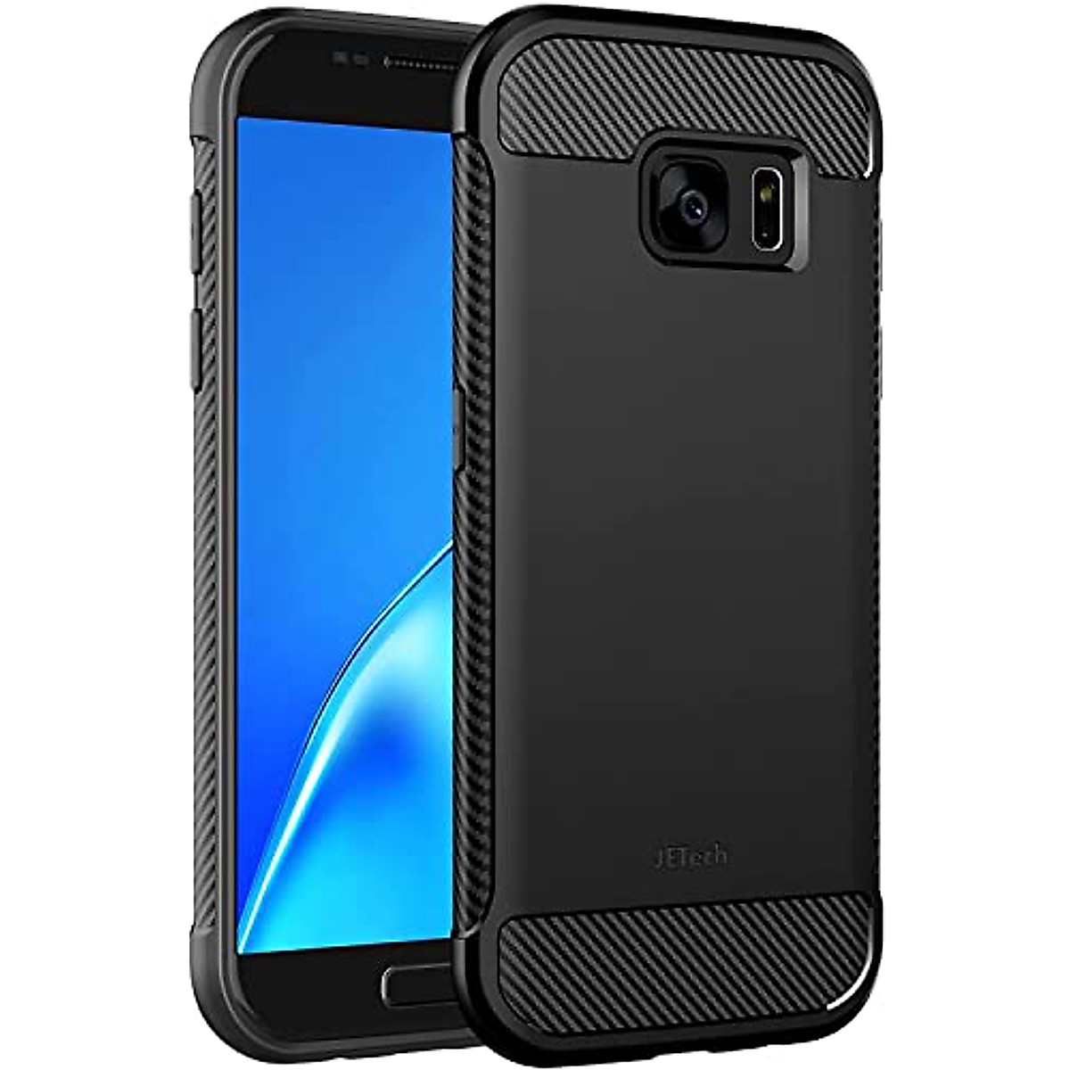 JETech Slim Fit Case for Samsung Galaxy S7 5.1-Inch, Thin Phone Cover with Shock-Absorption and Carbon Fiber Design (Black)