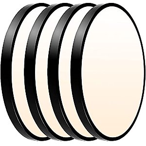 4Pack 9 Inch 2880LM LED Flush Mount Ceiling Light,24W 3Color Changeable (3000K/4000K/6000K),120V Slim Surface Mount Ceiling Light Black Ceiling Fixture for Kitchen Bedroom Living Room