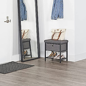 neatfreak Storage Bench Seat with Drawer - Single Seat Entryway Bench with Shoe Storage Rack - Home Decor Storage Stool Perfect for Mudroom, Foyer or Foot Rest - 13 x 18 x 19 inch