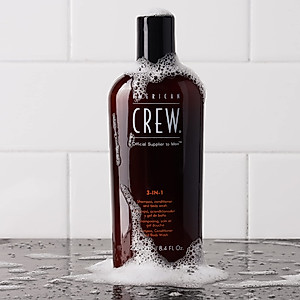 Men's Grooming Kit by American Crew, Shampoo, Conditioner & Body Wash for Men, 3-in-1, Tea Tree Scent, 15.02 Fl Oz, Pomade for Men 3 Oz