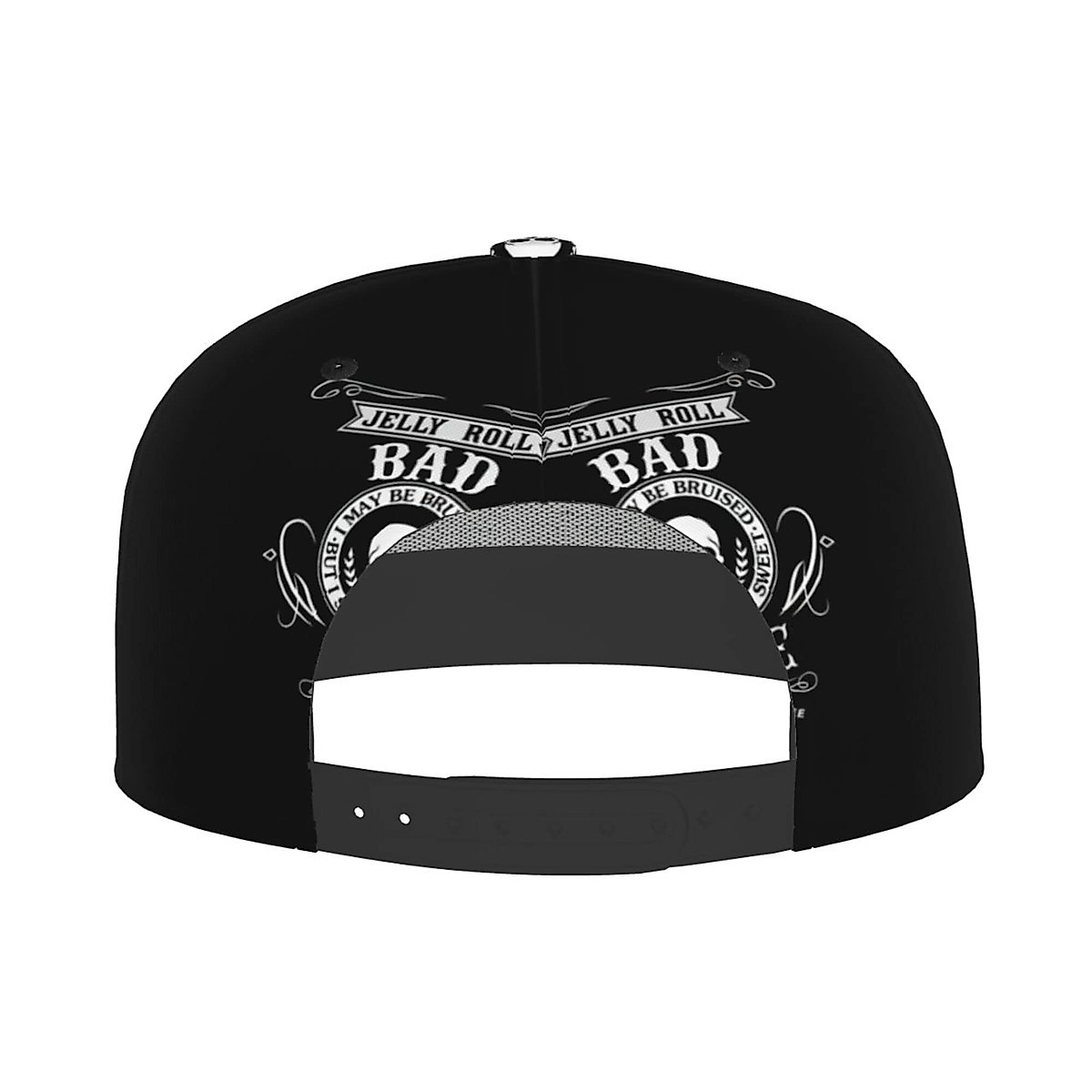 YEACITY Jelly Music Roll Unisex Hip Hop Flat Bill Brim Baseball Cap Adjustable Trucker Hats for Men Women Teens Black