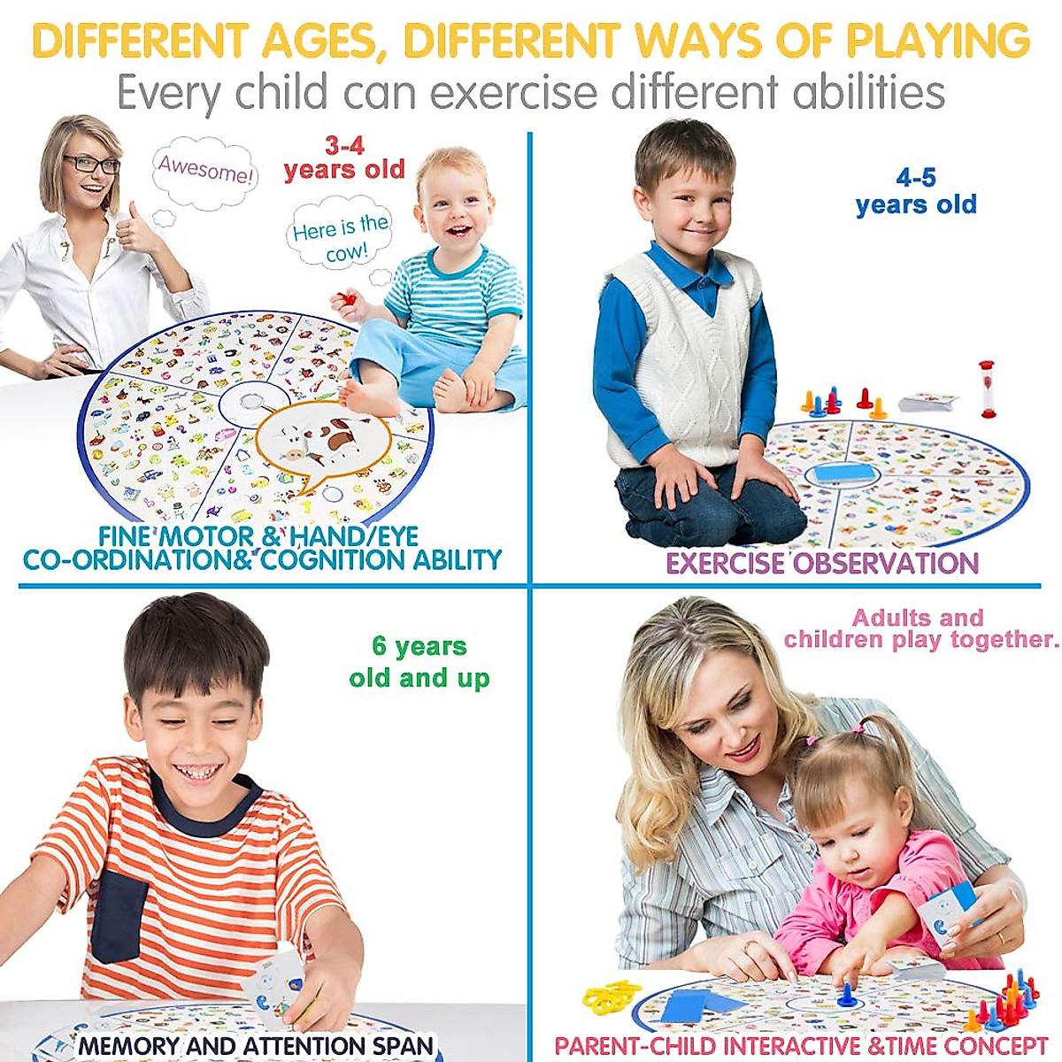 VATOS Board Game, Little Detective Card Game Memory Game Tabletop Game for Kids Families Party, Matching Game, Educational Toys for Kids Toddlers 3,4,5,6,7 Years Old Boys & Girls Gift