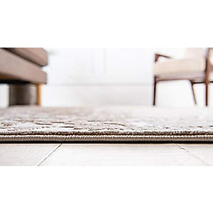 Unique Loom Rushmore Collection Classic Traditional Tone Textured Intricate Design Area Rug, 10 ft x 13 ft, Tan/White