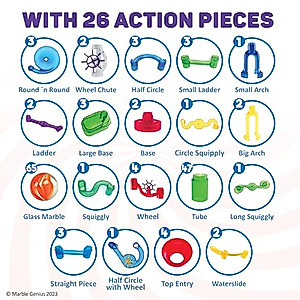 Marble Genius Marble Run - Maze Track Easter Toys for Adults, Teens, Toddlers, or Kids Aged 4-8 Years Old, 150 Complete Pieces (85 Translucent Marbulous Pieces + 65 Glass-Marble Set), Super Set