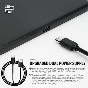 Car Visor Vanity Mirror, 1X/10X Magnification Rechargeable Sun Visor Mirror with 60 LED 3 Light Modes Adjustable Light Up Car Mirror with Touch Screen