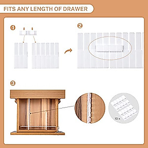 MaidMAX 15Pcs Drawer Dividers for Clothes Adjustable Drawer Organizer for Underwear Makeup Kitchen Utensils Tools 16” x 2.7” DIY Dresser Drawer Separators Organizers for Bedroom Kitchen Office