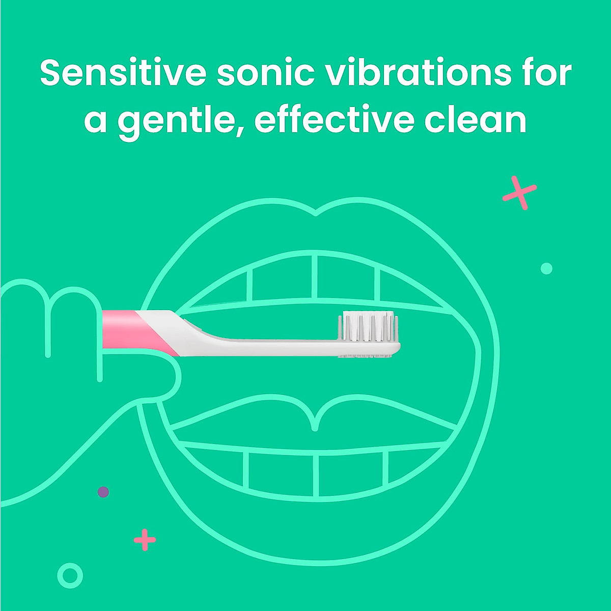 Quip Sonic Toothbrush for Kids - Timed Electric Toothbrush with Small Replaceable Brush Head - Soft Bristles, Rubber Handle, 3 Month Battery Life - Travel Toothbrush - Pink