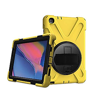 KIQ Samsung Galaxy Tab A Case 8, Heavy Duty Rugged Full-Body Hybrid Shockproof Drop Protection Cover with Kickstand for Galaxy Tab A 8.0 2019 Model SM-T290 / SM-T295 (Shield Yellow)