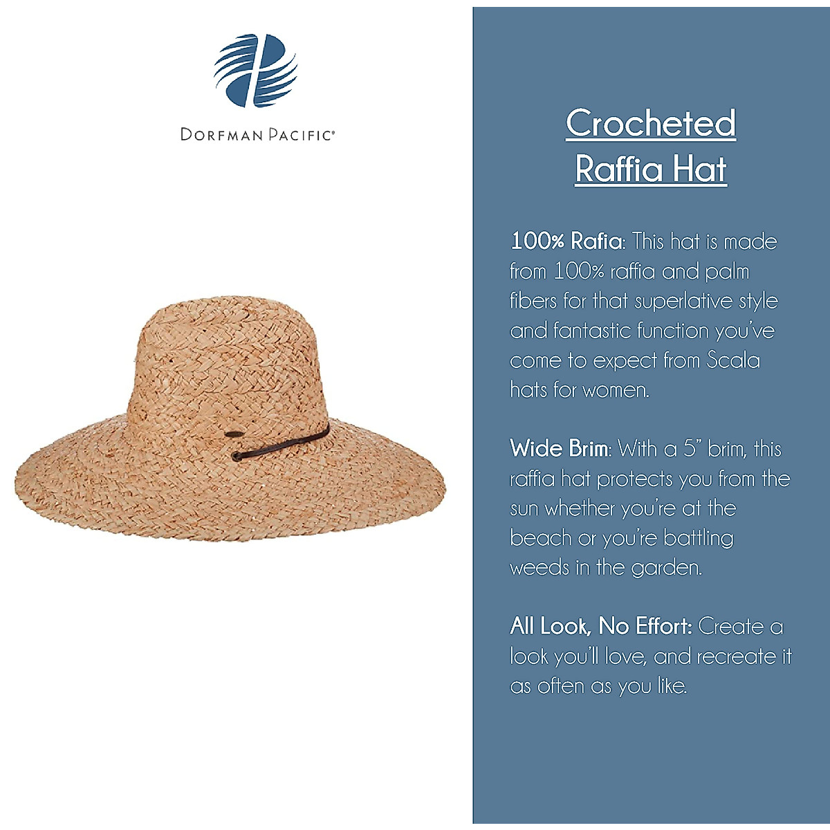 Scala Women's Raffia Lifeguard Hat, Natural, One Size
