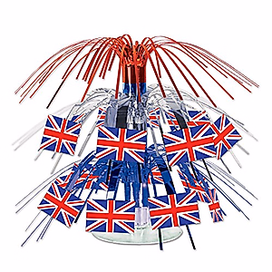 Beistle British Flag Mini Cascade Centerpiece, 7.5 Inch