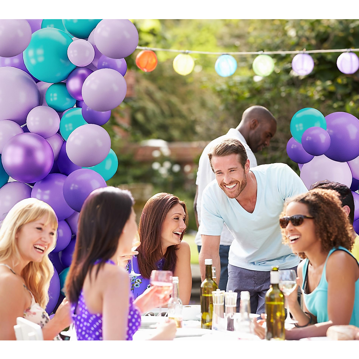 Purple Teal Blue Balloons Arch Garland Kit-148Pcs Pastel Purple Balloon Teal Balloon for Birthday Anniversary New Years Baby Shower Engagement Wedding Retirement Party Decoration