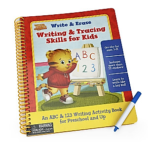 ​Daniel Tiger's Neighborhood Wipe Clean Writing & Tracing Workbook Skills for Preschool Kids Ages 3 - 5: Practice Pen Control, ABC's, Numbers, Handwriting, Wipe Off Pen Included