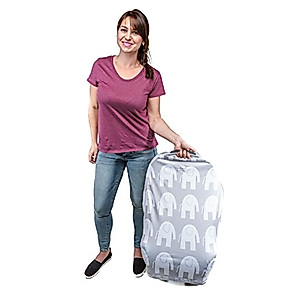 MoM-me Nursing Cover, Multi use for Baby Car Seat Cover, Breastfeeding, Canopy, Stroller and Infant Pillow Wrap or Cover Ups. for Boys and Girls. Grey/White Elephant Design