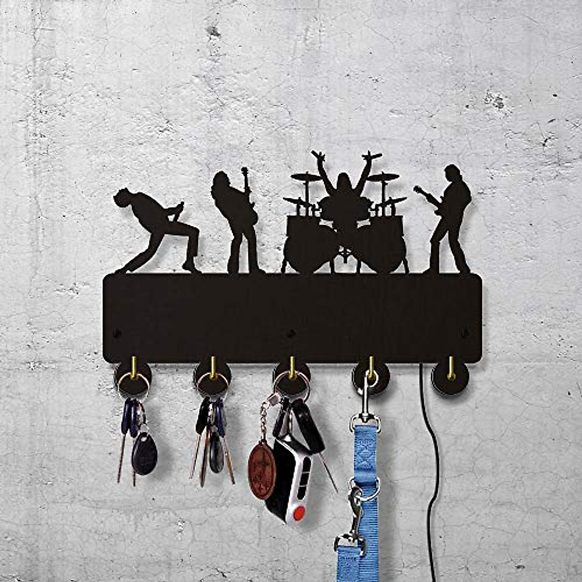 The Geeky Days Rock Band Modern Design Household Decor Rock Musical Theme Clothes Coat Hat Hanger Kitchen Bathroom Towel Hooks Key Holder Gift for Music Lover
