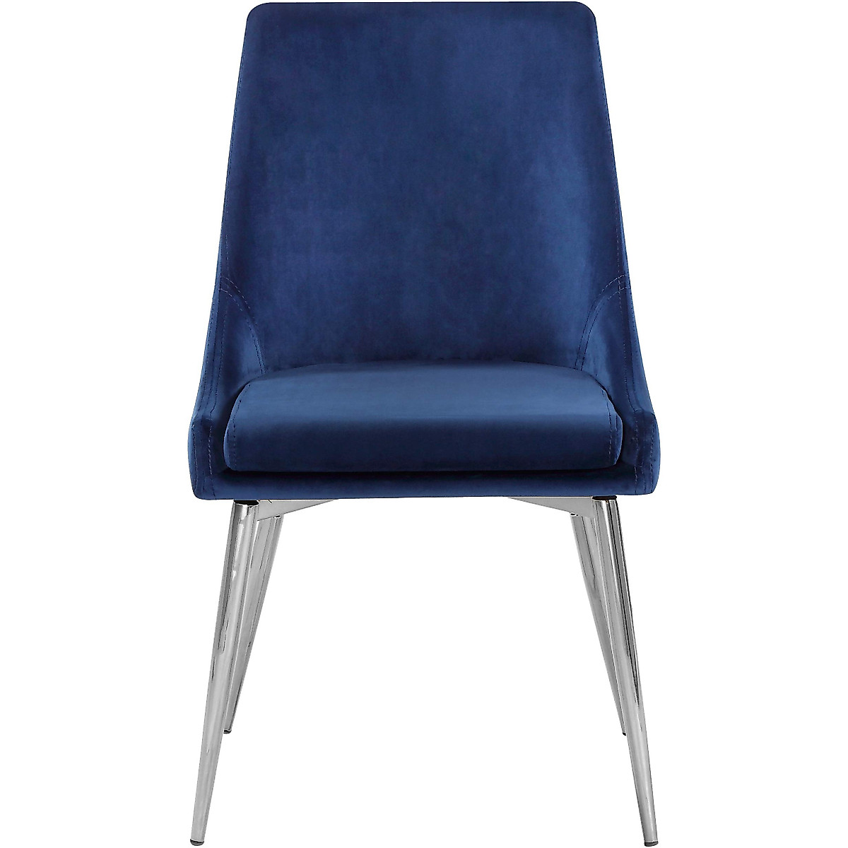Meridian Furniture Karina Collection Modern | Contemporary Velvet Upholstered Dining Chair with Sturdy Metal Legs, Set of 2, 19.5" W x 21.5" D x 33.5" H, Navy