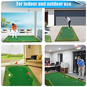 BOBURN Golf Putting Green/Mat-5x10FT Golf Training Mat- Professional Golf Practice Mat- Green Long Challenging Putter for Indoor/Outdoor
