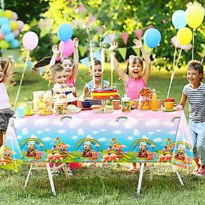 PHOGARY 2PCS Candyland Tablecloth for Candyland Party Decorations, Plastic Disposable Rectangular Candy Table Cloth for Kids Baby Shower Birthday Candyland Decorations 51" X 86"