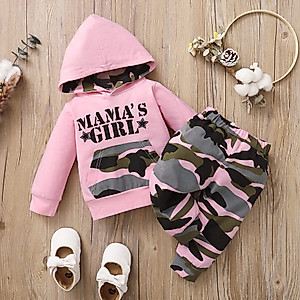 Toddler Boy Girl Camo Clothes Set Daddys Little Girl Ruffle Romper Top Hoodie+Camo Pants Clothing Set with Headband