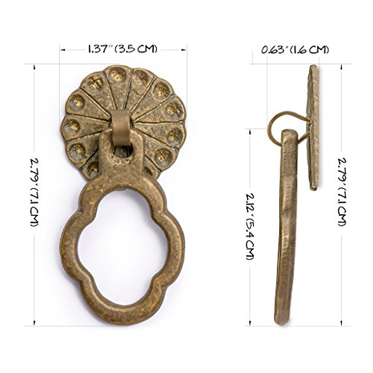 Hardware Philosophy Sparrow Tail Brass Hardware Pulls 2.4" - Set of 2