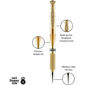 uni-ball Impact Gel Pens, Bold Point (1.0mm), Assorted Metallic, 3 Count